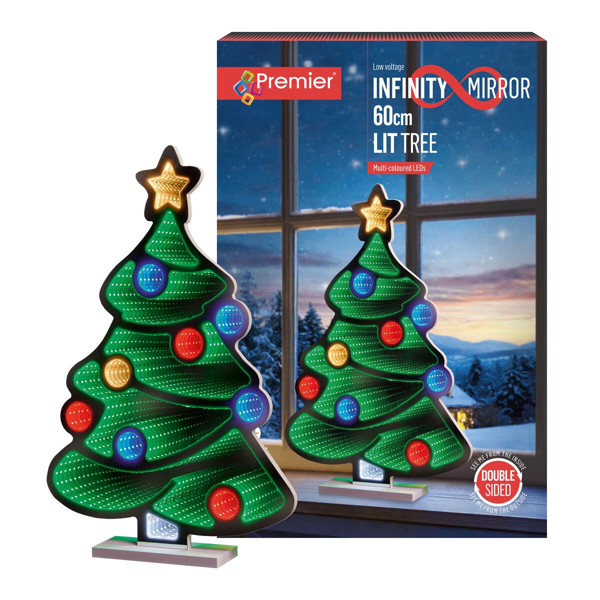 Premier 60cm standing Christmas Tree double sided Infinit...