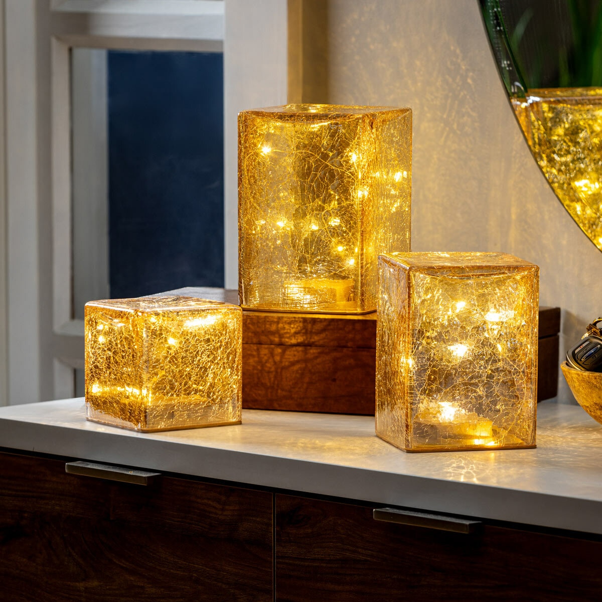Evergreen LED Glass Cube Lights, 3 Piece | Costco UK