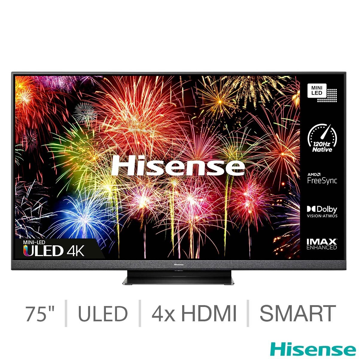 Hisense 75U8HQTUK 75 Inch Mini LED ULED 4K Ultra HD Smart TV