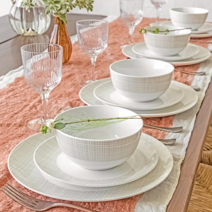 Over & Back Crossroads Effect 12 Piece Dinnerware Set in 2 Colours ...