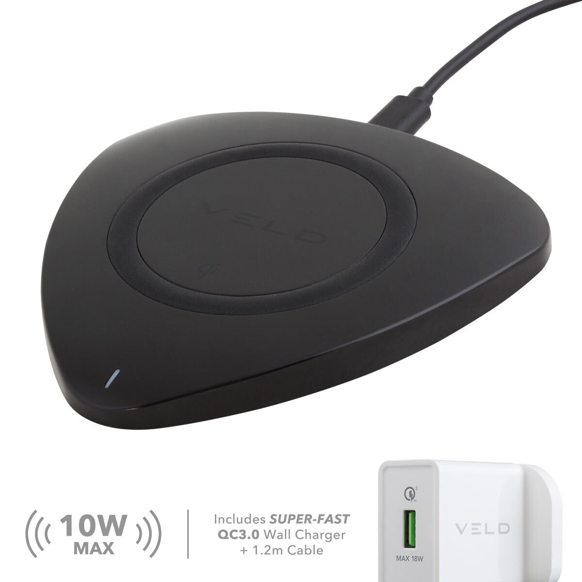 VELD 10W Fast Wireless Charging Pad with Super Fast 18W U...