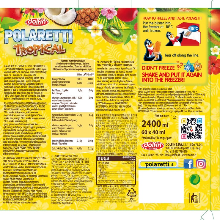 Polaretti Tropical Ice Lollies, 60 x 40ml | Costco UK