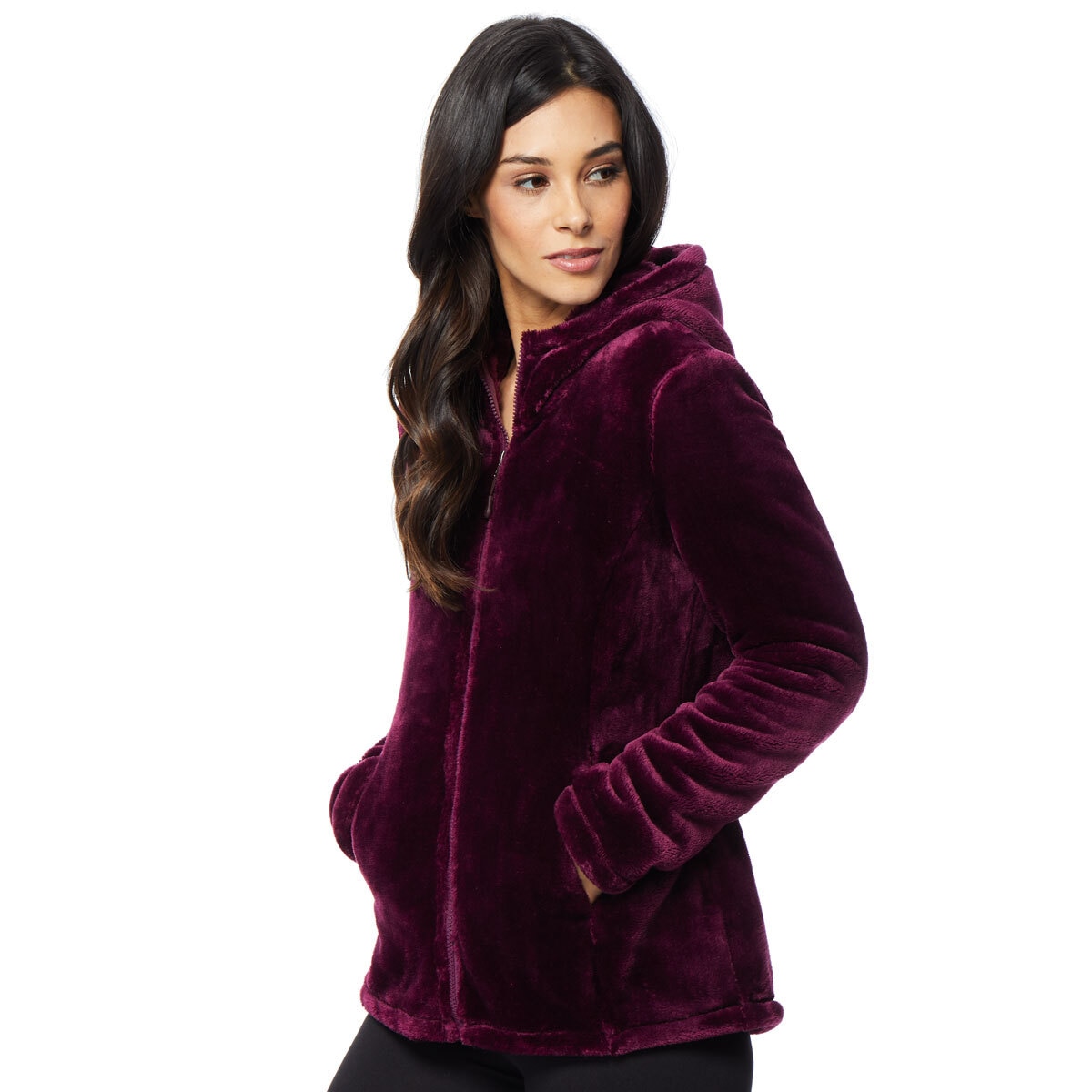 32 Degrees Women's Plush Fleece with Hood in Plum, Extra Large | Costco UK