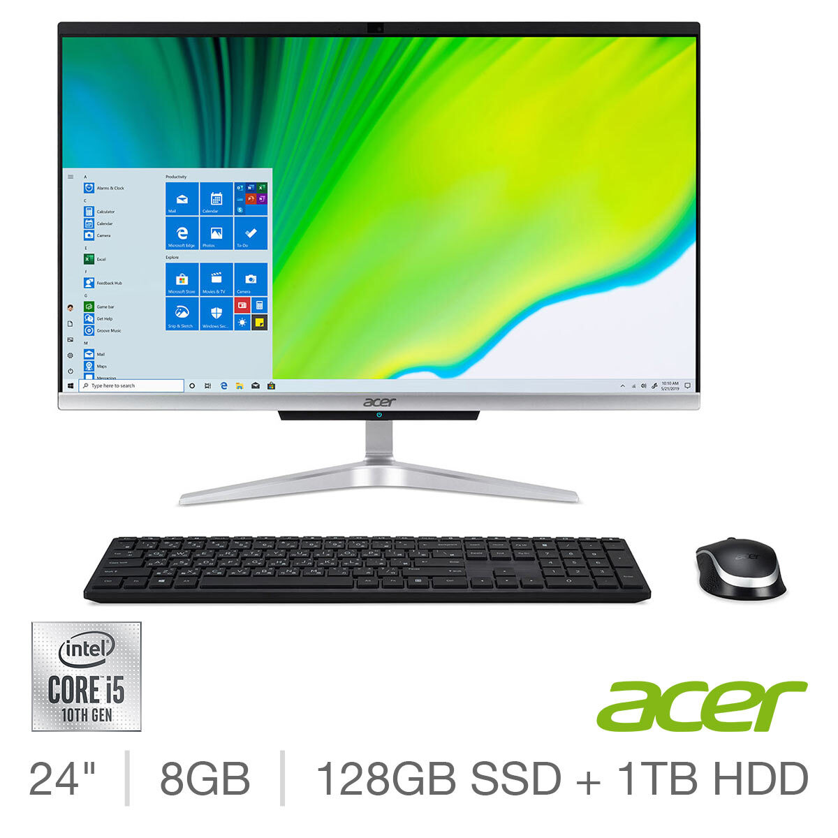 Acer Aspire C24, Intel Core i5, 8GB RAM, 128GB SSD + 1TB HDD, 24 Inch ...