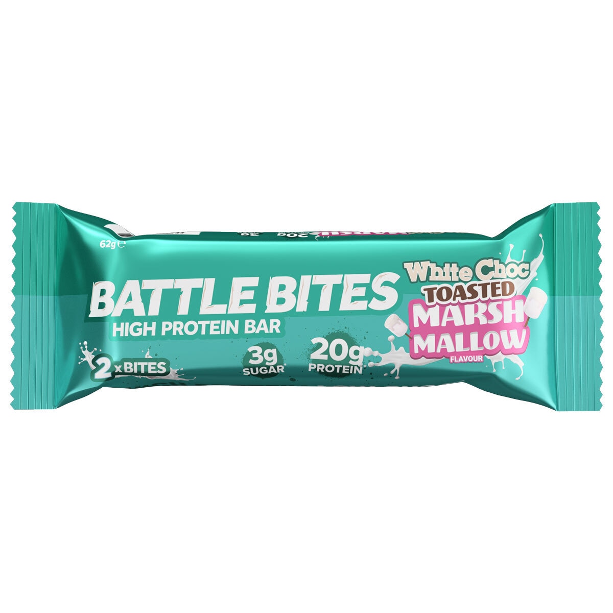 Battle Bites White Chocolate Toasted Marshmallow Protein Bar, 12 x 62g ...