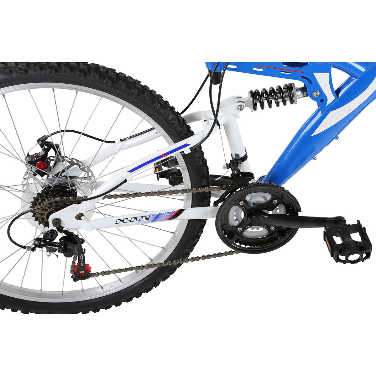 Flite Phaser 18" (45.7cm) Dual Suspension Bike in Blue/White | Costco UK