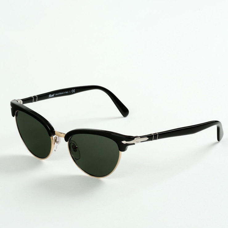 Persol Black and Gold Sunglasses with Green Lenses, PO3198/S 95/31 ...