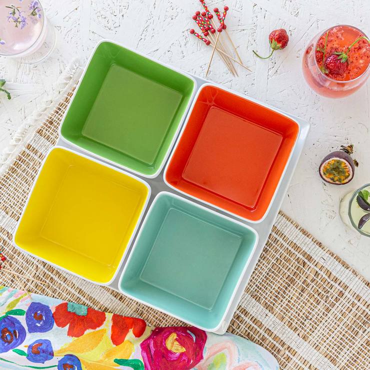 Over & Back Summertime Stoneware 5 Piece Serving Set | Costco UK