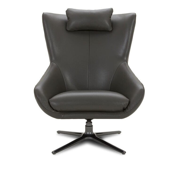 Kuka Grey Leather Accent Swivel Chair | Costco UK