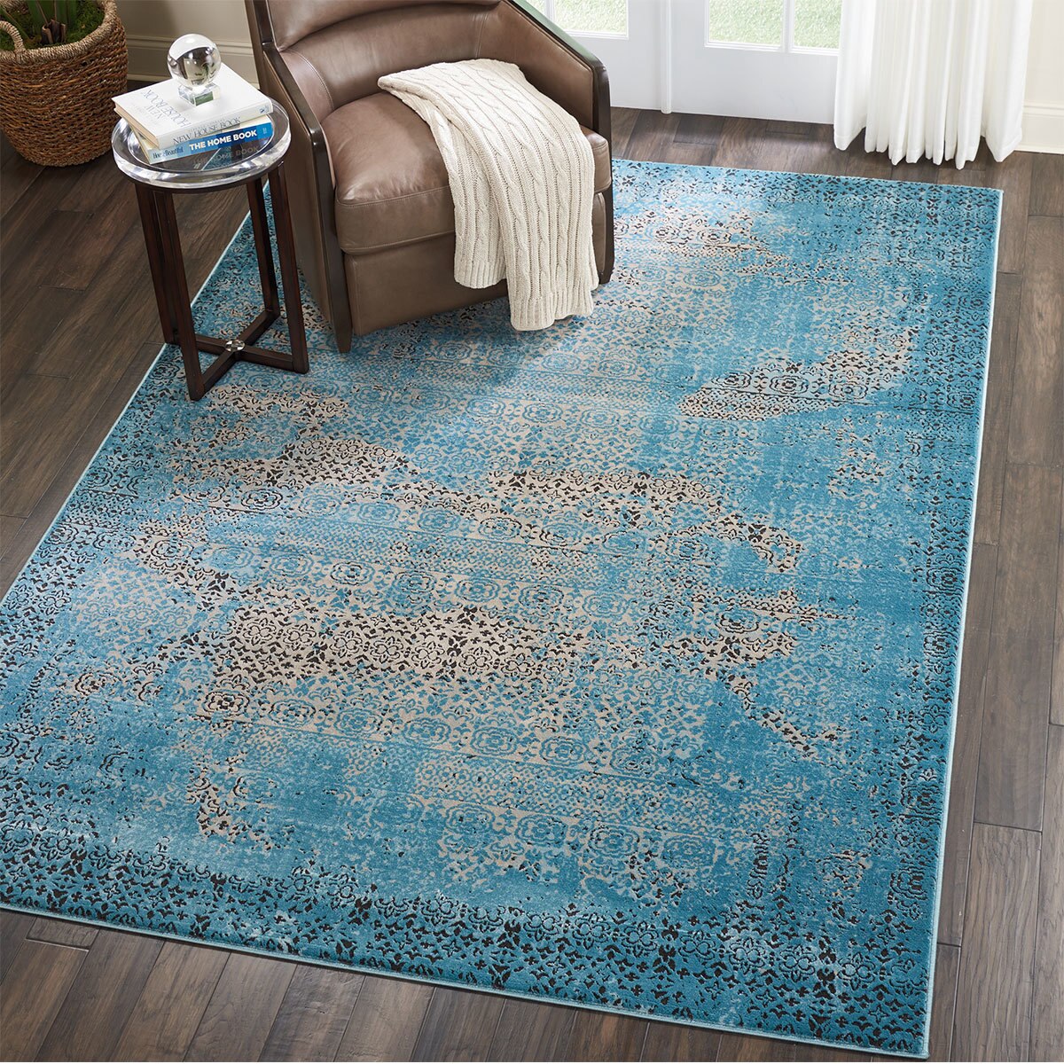 Karma Blissful Blue Textured Rug, 114 x 174 cm | Costco UK