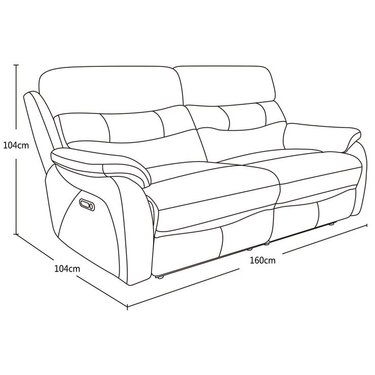 Fletcher Blue Leather Power Reclining 2 Seater Sofa with Power Headrest ...