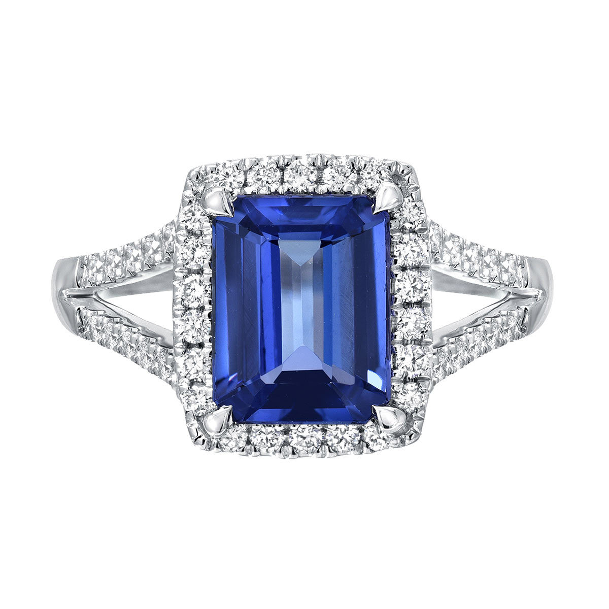 Octagon Cut Tanzanite and 0.32ctw Diamond Ring, 18ct White Gold | Costco UK