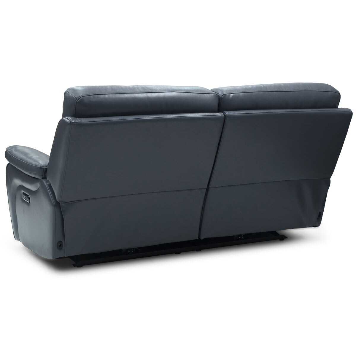 Fletcher Blue Leather Power Reclining Large 2 Seater Sofa with Power ...