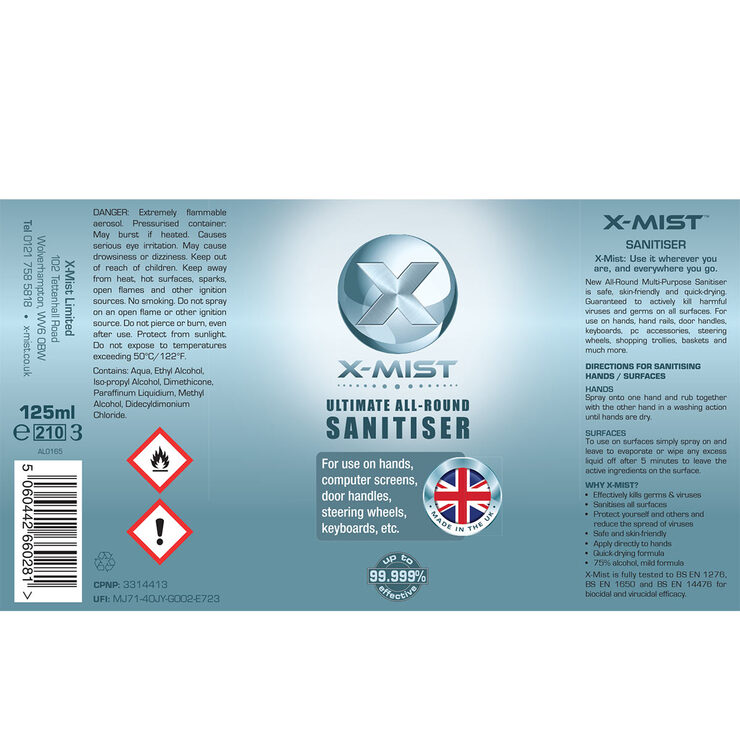 X-Mist Ultimate All Round Sanitiser, 3 x 125ml | Costco UK