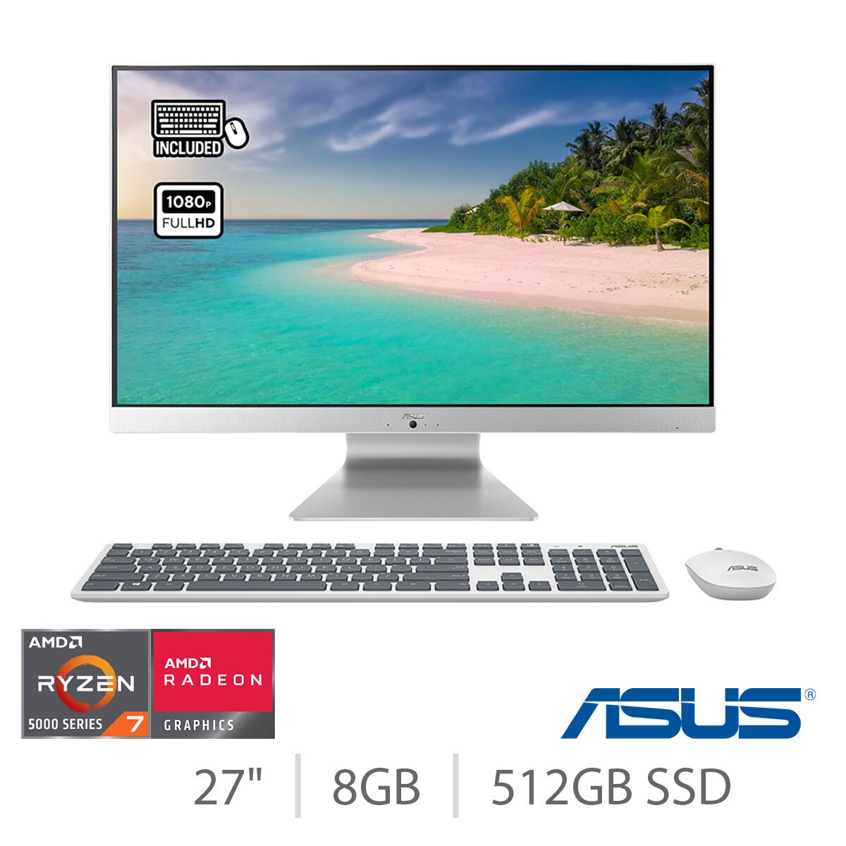 ASUS M3700, AMD Ryzen 7, 8GB RAM, 512GB SSD, 27 Inch All ...