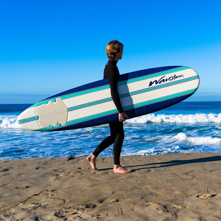 Wavestorm™ 8ft Classic Surfboard in White and Blue | Costco UK