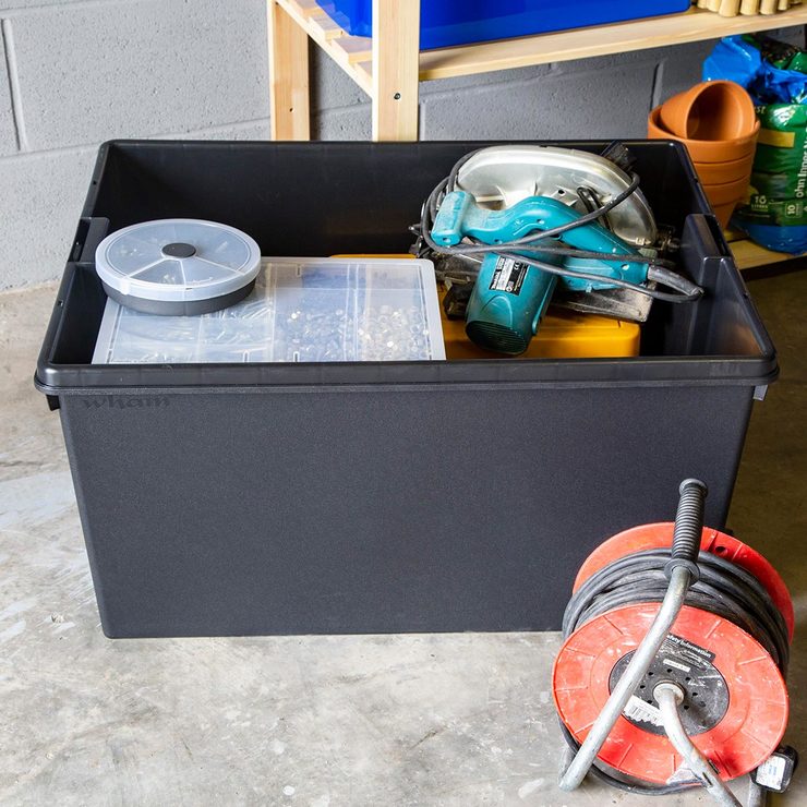 Wham 150L Recycled Heavy Duty Plastic Storage Box with Lid - 2 Pack ...