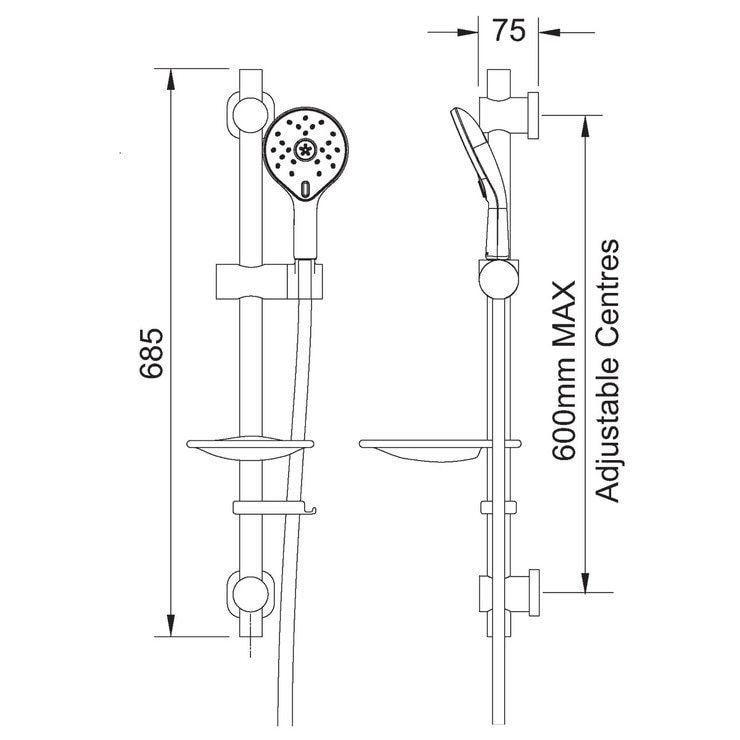 Methven Kaha Satinjet Shower with Easy Fit Kit, Model EKIT08-KH | Costco UK