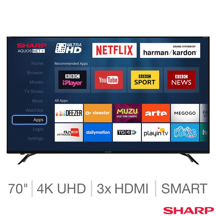 Sharp LC-70UI9362K 70 Inch 4K Ultra HD Smart LED TV | Costco UK