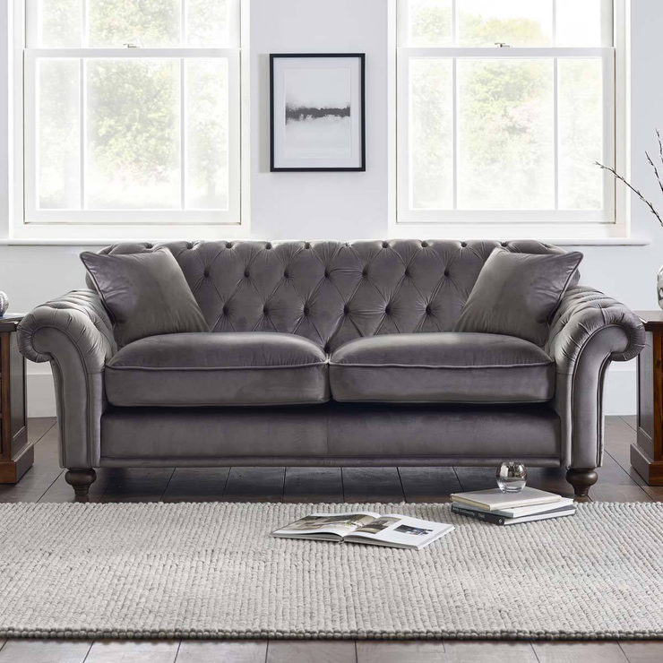 Bordeaux Button Back 3 Seater Velvet Sofa in 2 Colours | Costco UK