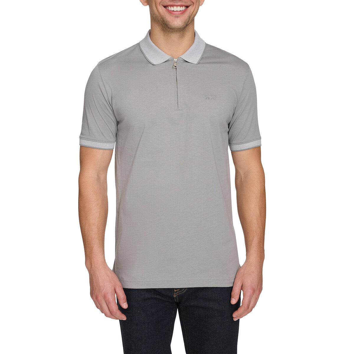 DKNY Men's Zip Collar Polo in Grey | Costco UK