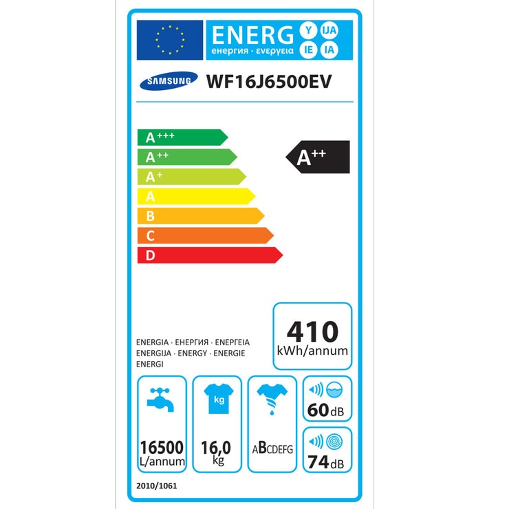 Samsung WF16J6500EV/EU, 16kg, 1200rpm Hardwired AddWash Washing Machine ...