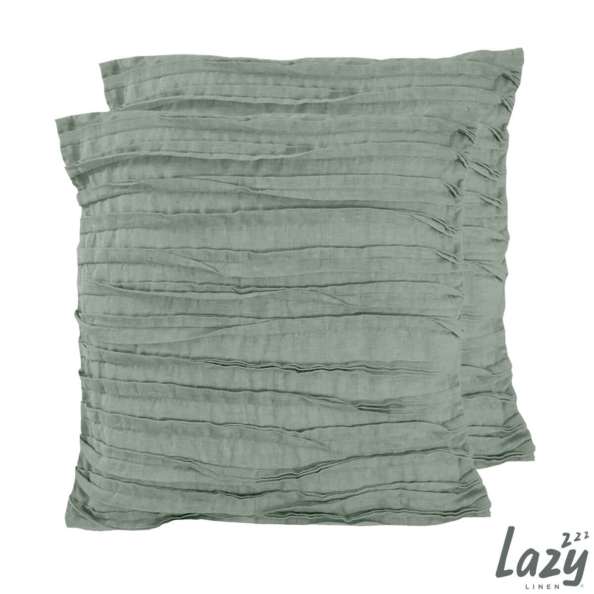Lazy Linen 100% Washed Linen Cushion 2 Pack in Sage Green