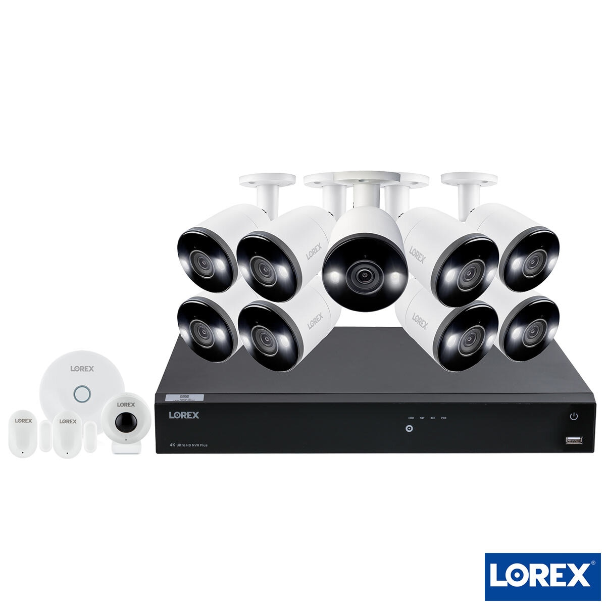 Lorex 16 Channel 4TB NVR with 9 x 4K Ultra HD Smart Bulle...