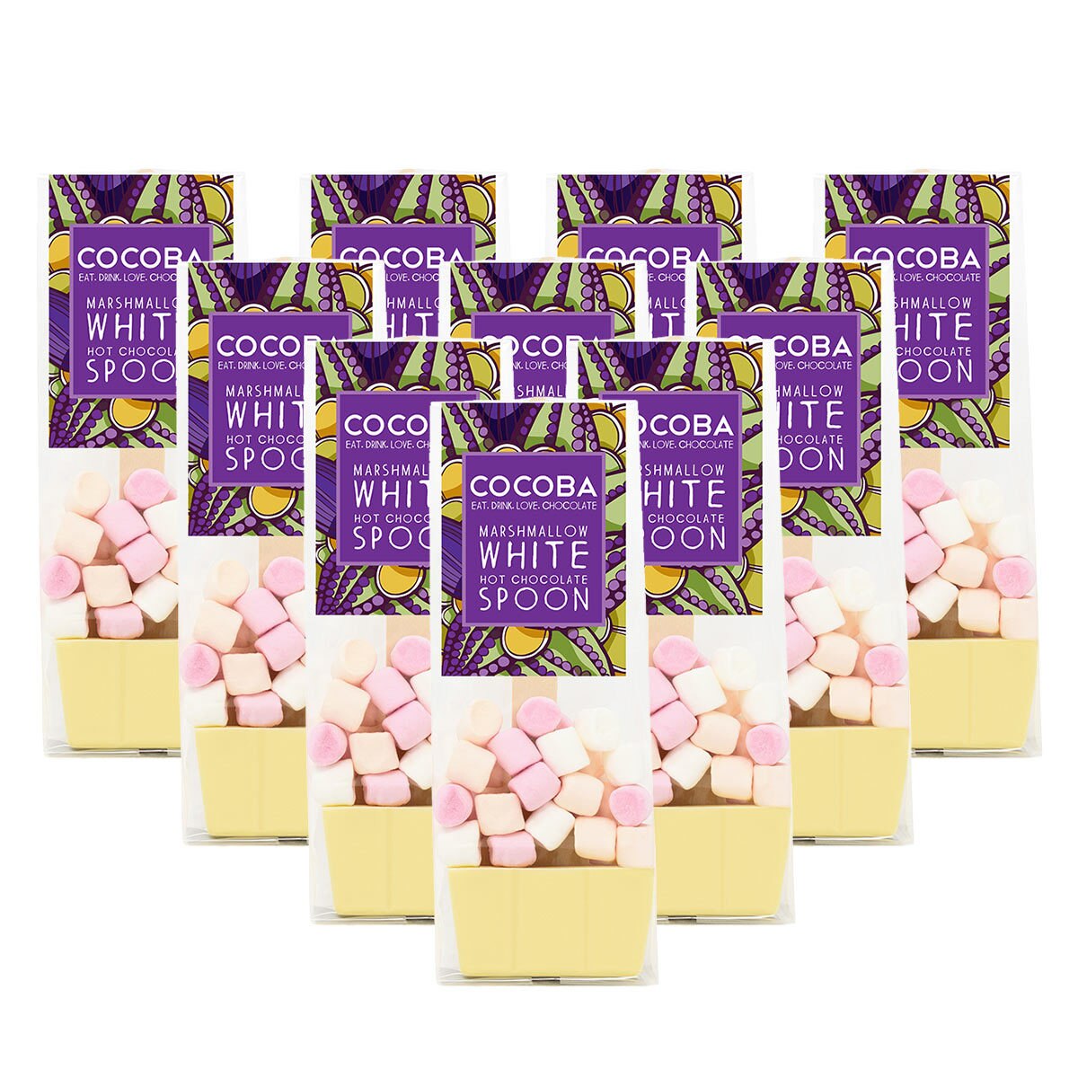 Cocoba White Chocolate Hot Chocolate Spoons with Marshmallows, 20 x 50g ...
