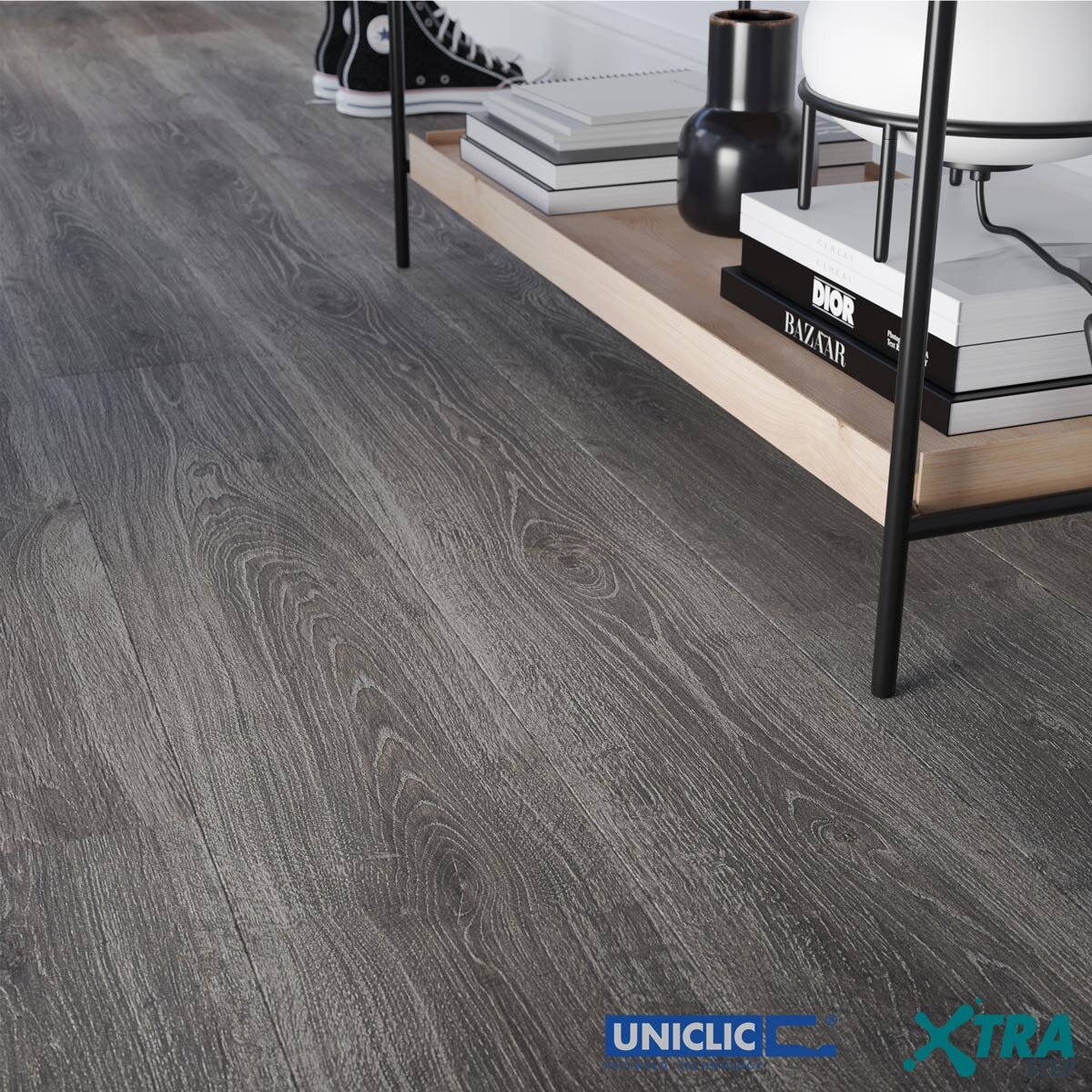 Xtra Step Dark Grey 12mm AC4 Laminate Flooring Planks - 1...