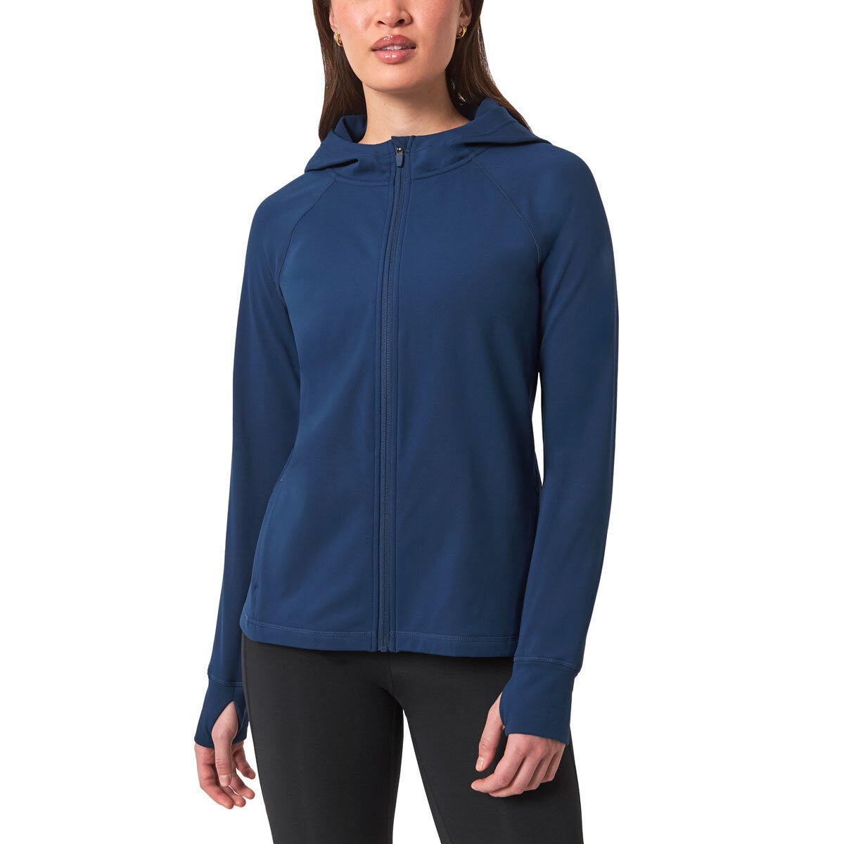 Mondetta Ladies Hooded Running Jacket in Blue, Extra Large