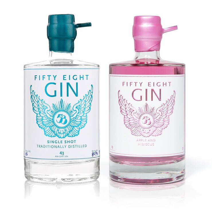 The 58 Gin Duo with Single Shot Gin and Apple and Hibiscus Gin, 2 x ...