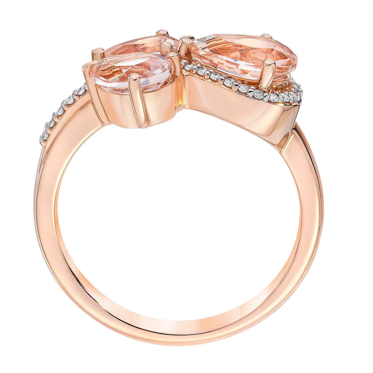 Pear Cut Morganite and 0.09ctw Diamond Ring, 14ct Rose Gold | Costco UK