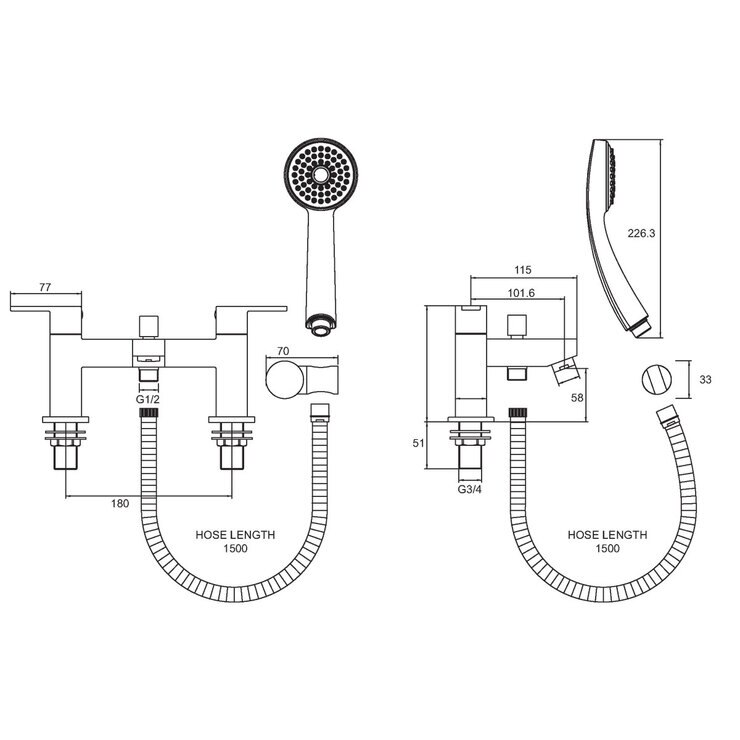 Deva Ethos Bath Tap and Shower Head Mixer Set, Model ETH106 | Costco UK