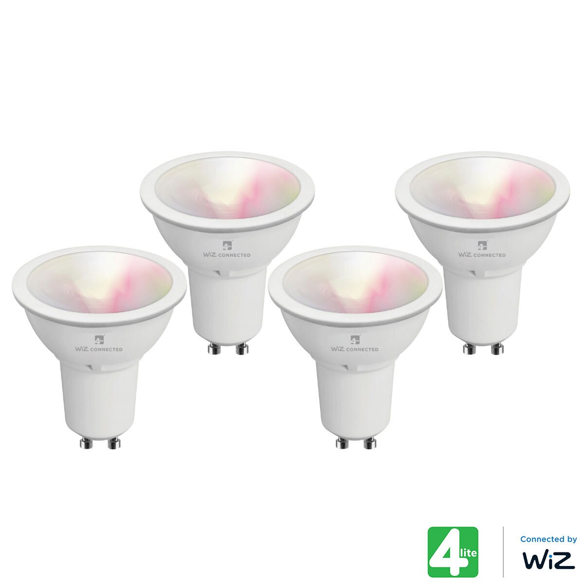 4lite WiZ Connected GU10 Colour Smart Bulbs, 4 Pack | Cos...