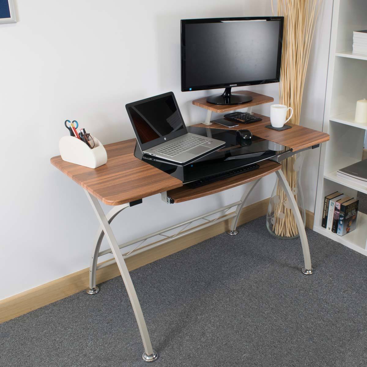 Accord Concept CED-303 Multi-Tiered Wood & Glass Desk | C...