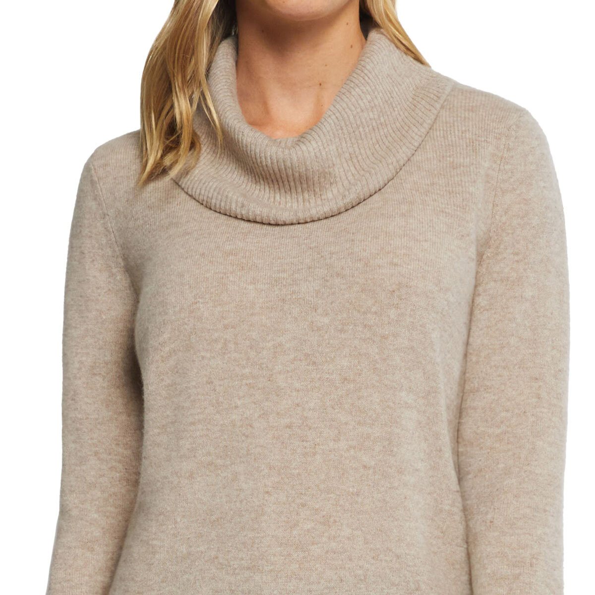 Matty M Cashmere Cowl Neck Sweater in Beige | Costco UK