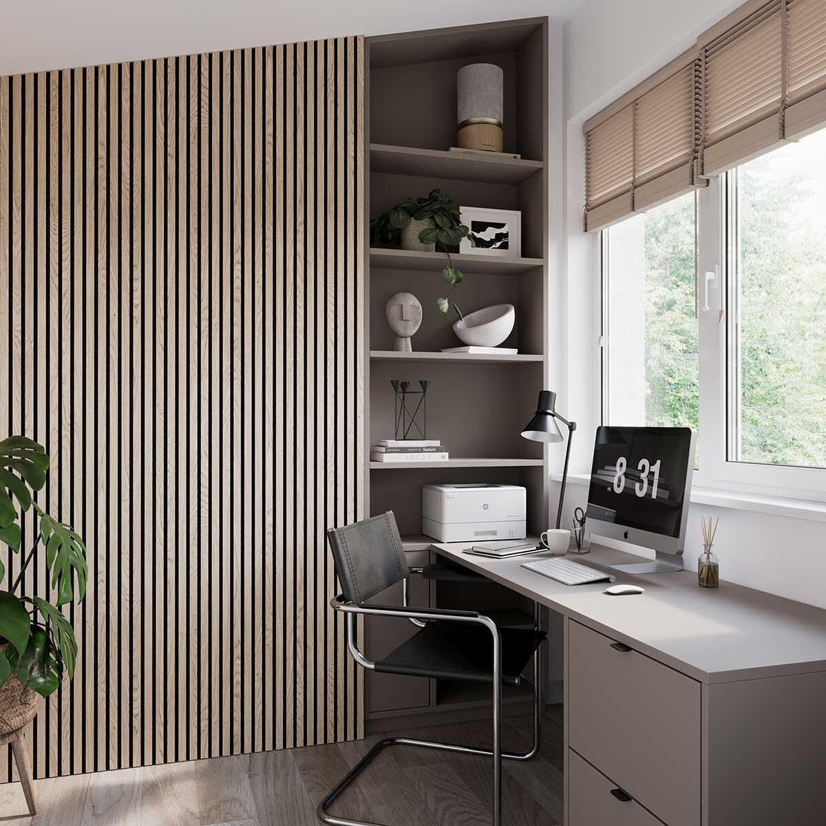 Oak Decorative Slated Wood Wall Panel 17mm x 3 m x 0.6 m ...