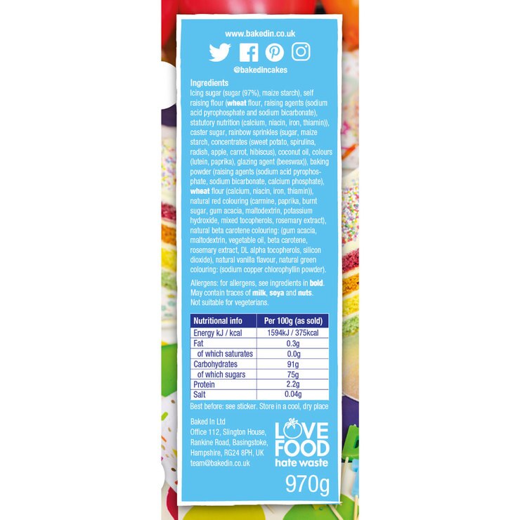 Bakedin Rainbow Cake Baking Kit, 970g | Costco UK