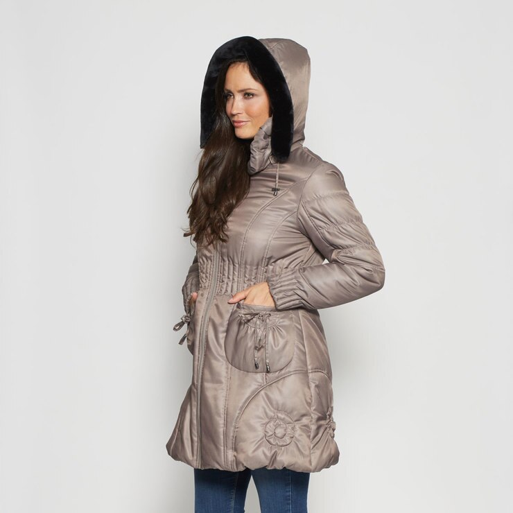 David Barry Women's Quilted Puffer Coat in Taupe | Costco UK