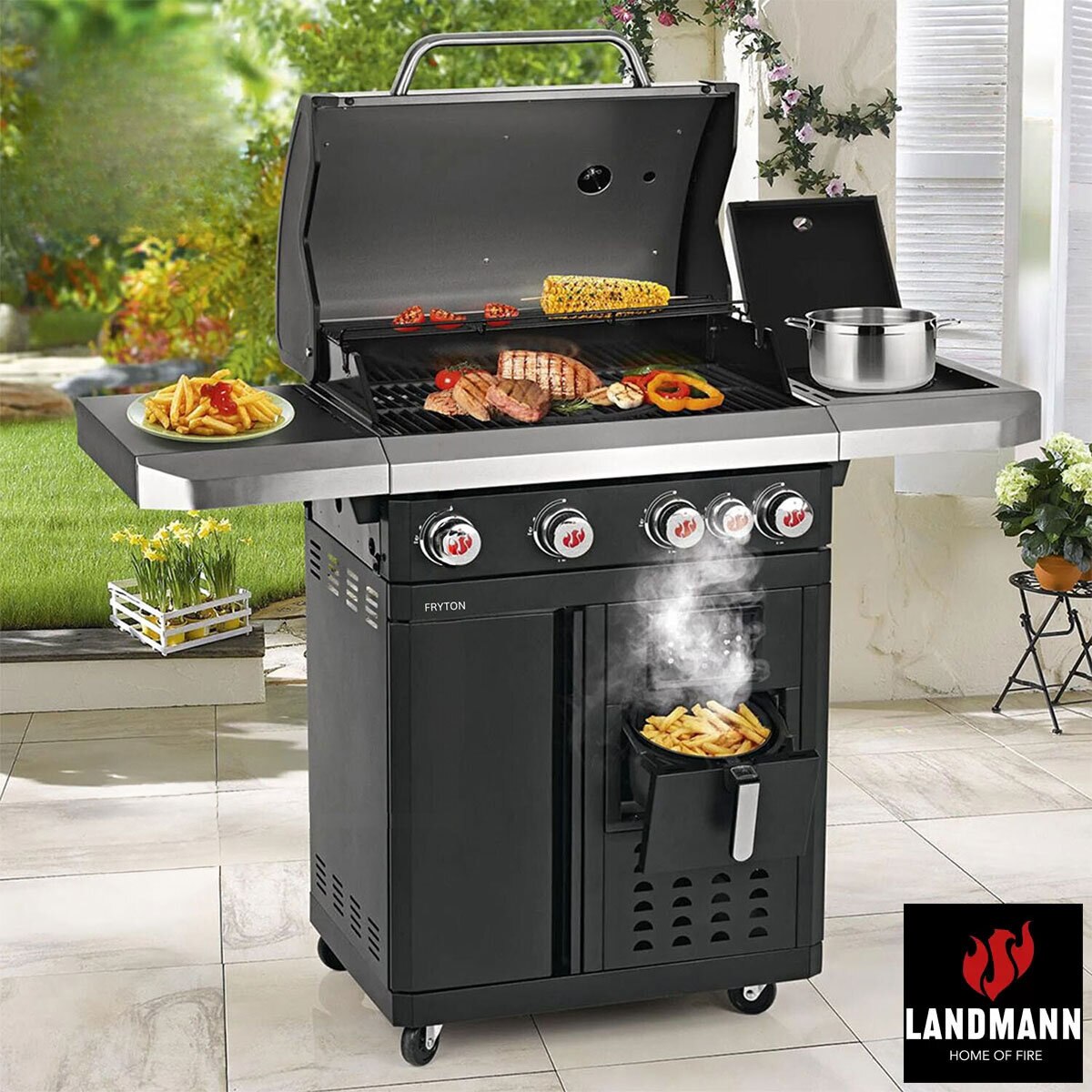 Landmann Ultimate Fryton Cook 4 Burner Gas Barbecue + Sid...