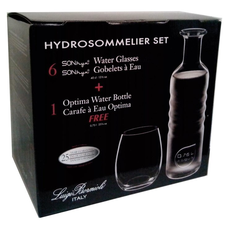 Luigi Bormioli Hydrosommelier Crystal Glass Bottle + 6 Piece Tumbler Set | Costco UK