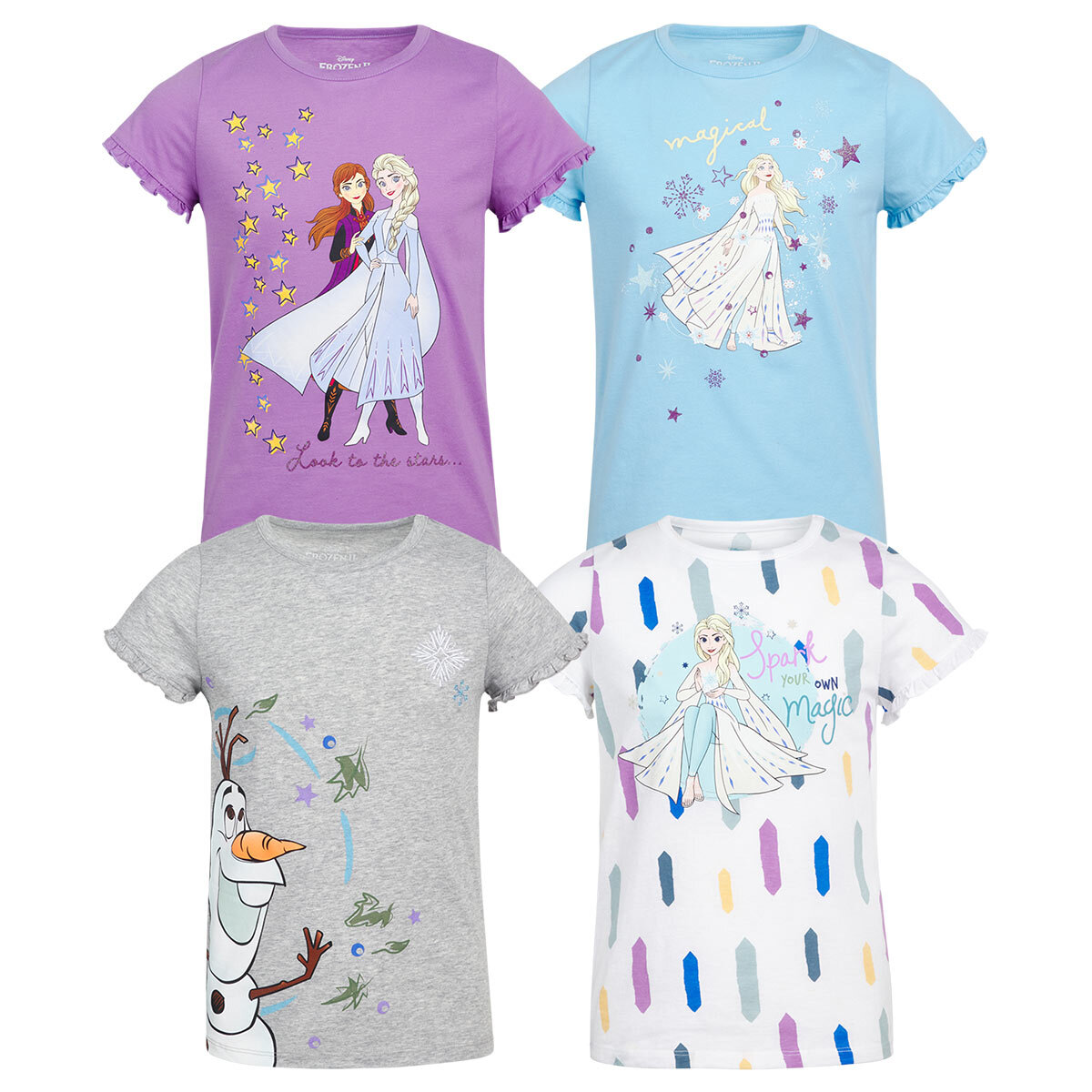 Character Kids 4 Pack T-shirts, Frozen Design 4T | Costco UK
