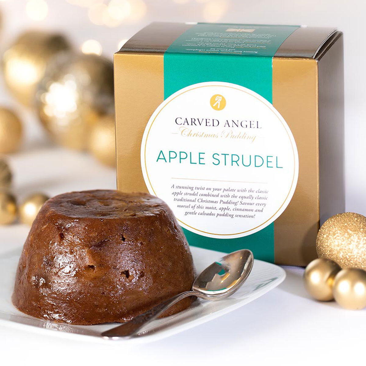 The Carved Angel Apple Strudel Christmas Pudding, 908g (Serves 8-9)