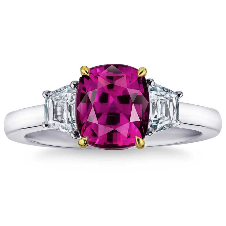 Cushion Cut Ruby & 0.69ctw Diamond Ring, Platinum | Costco UK