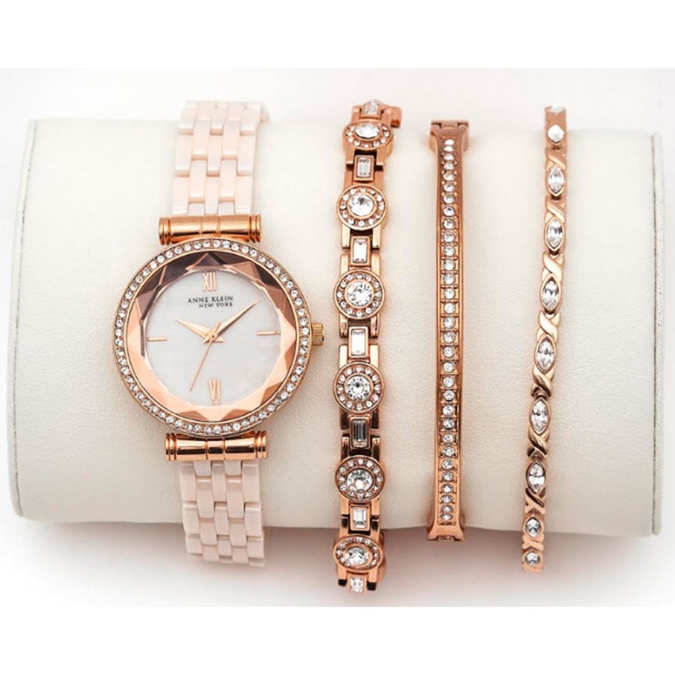 Anne Klein New York Swarovski Crystal Accented Ladies Rose Gold Tone ...