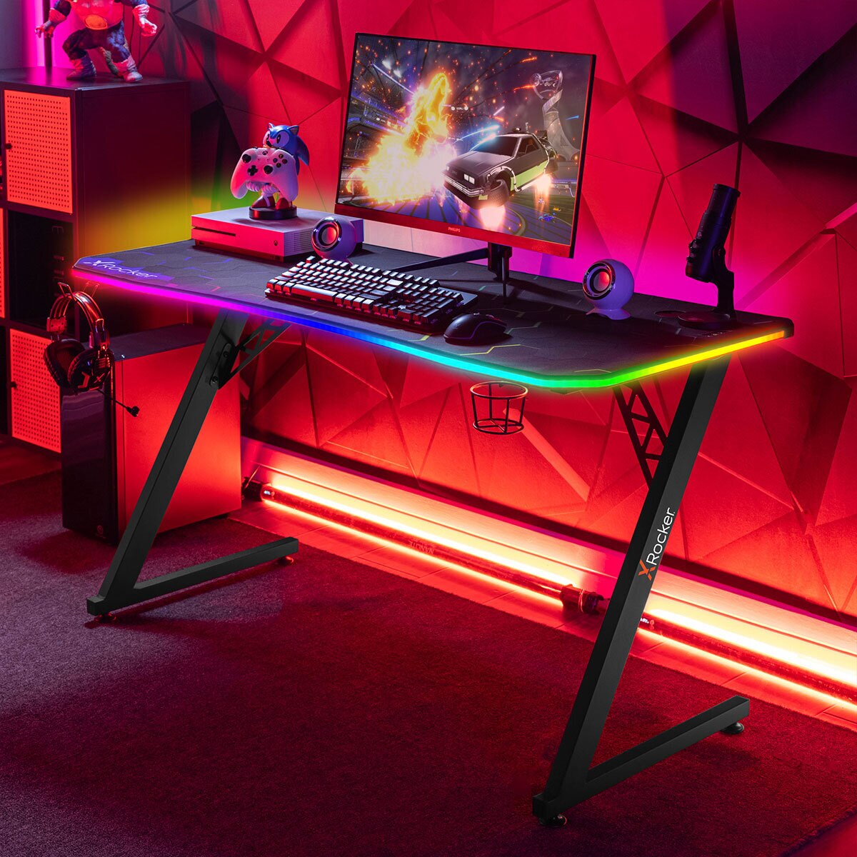 X Rocker Pulsar RGB Gaming Desk With LED Lights Costco UK X Rocker Pulsar RGB Gaming Desk With LED Lights Costco UK