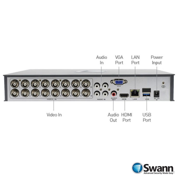 Swann DVR-4575 16 Channel Digital Video Recorder with 8 x 1080p Thermal ...