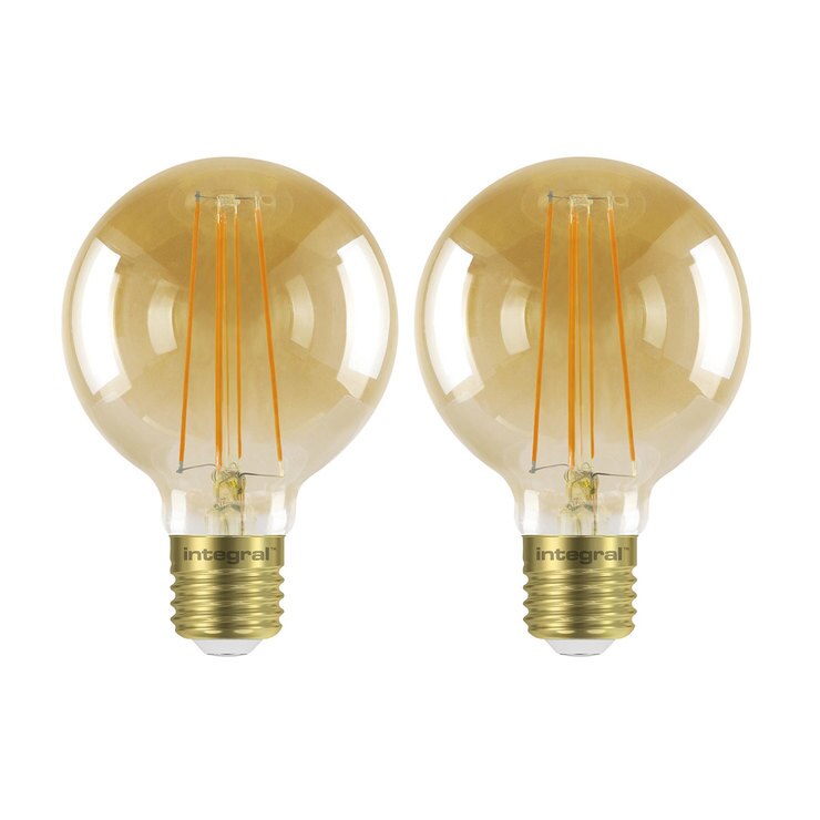 Integral LED G80 Vintage Sunset Globe 5W Dimmable Bulb (2 Pack) - E27 Screw Base | Costco UK