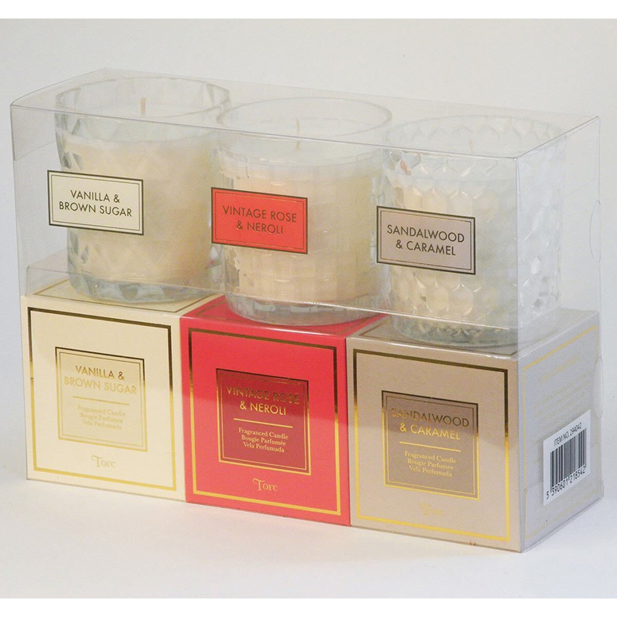 Torc Fragranced Textured Glass Candles, 3 Pack in 2 Colours | Costco UK